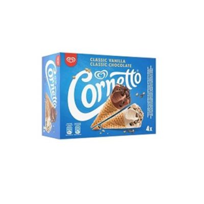 Cornetto Classic Mix Vanilla & Chocolate 4s x 110ml (Carton of 6 Boxes ...