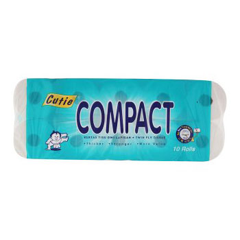 Cutie Compact Toilet Tissue 3 Ply 10 Rolls (Green) | ZuppaMarket